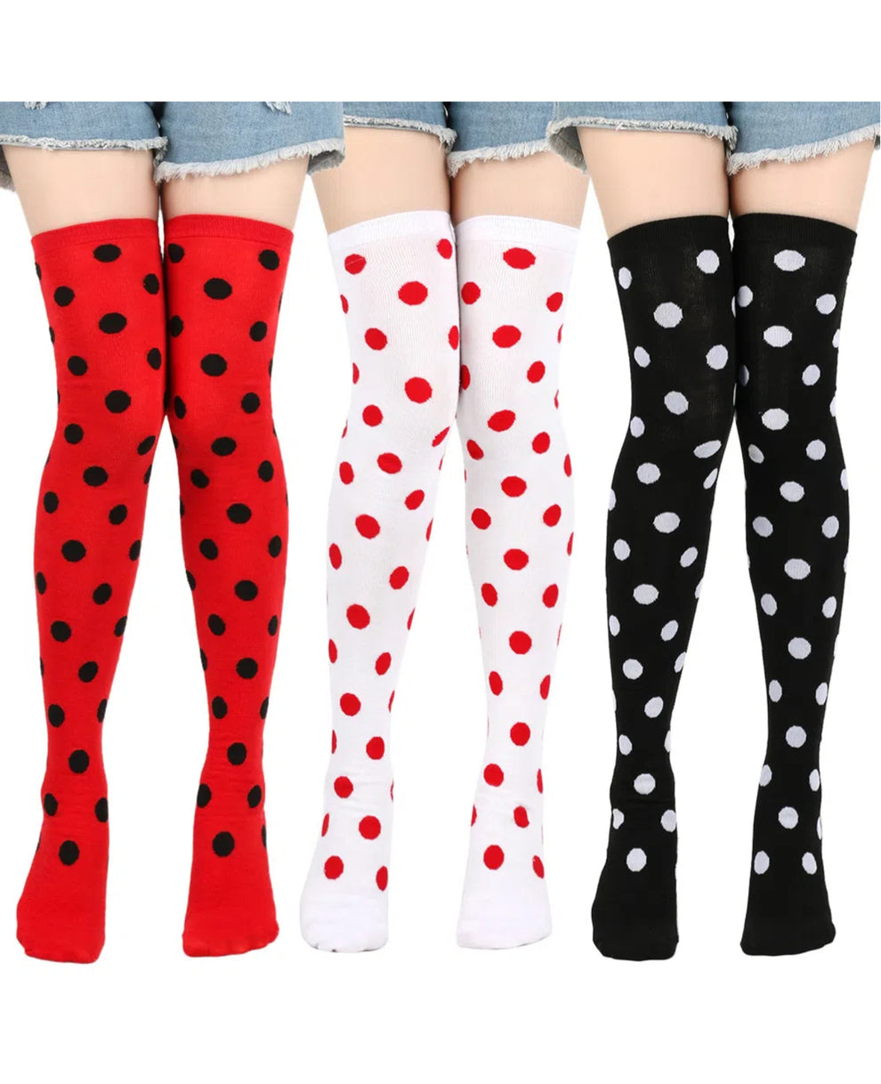 3 Pack Thigh High Socks Dots for Christmas | Moon Wood