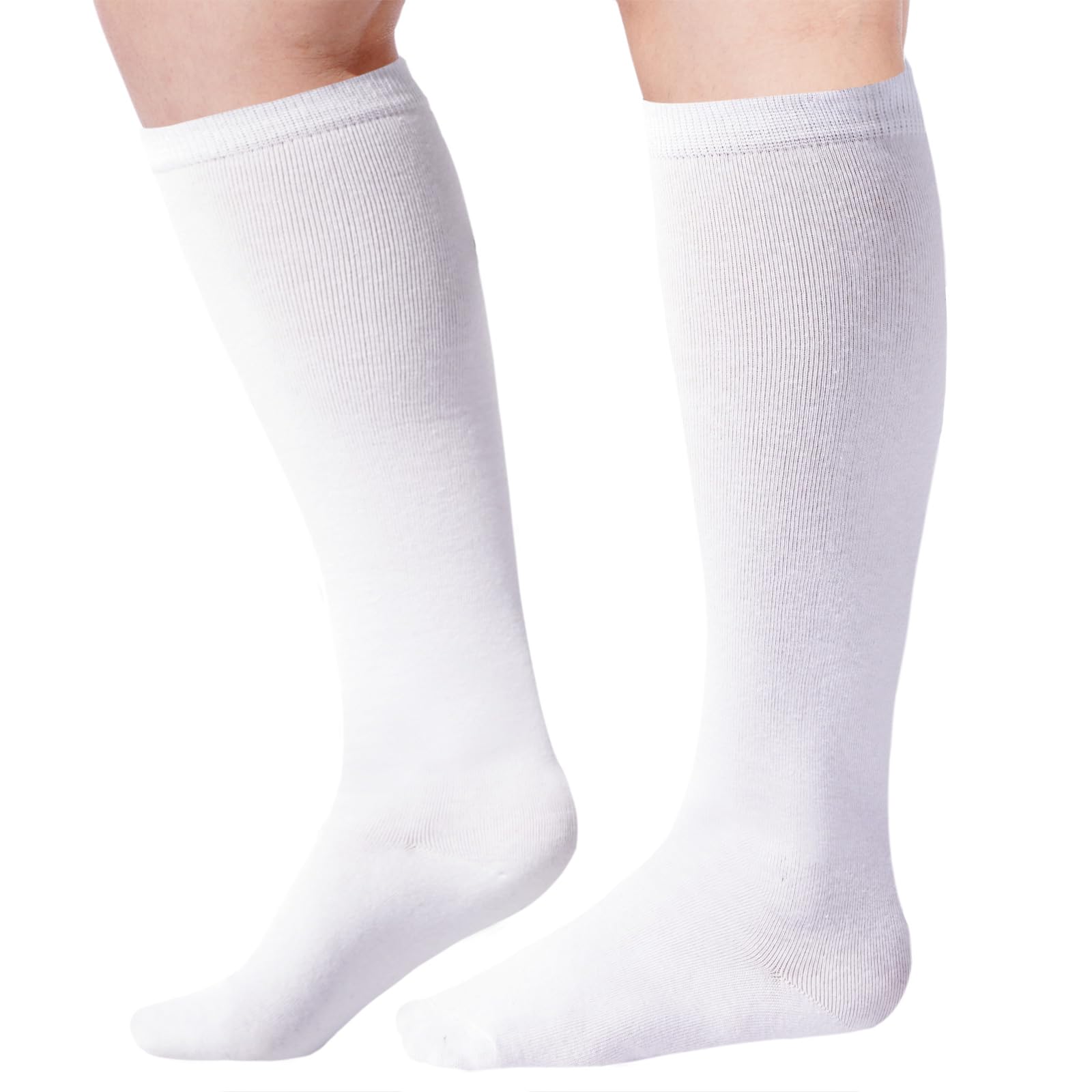 Cotton Knee High Socks Casual-White | Moon Wood