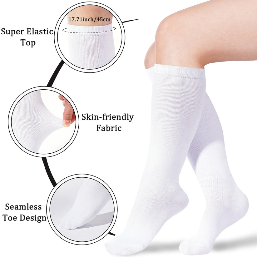 Cotton Knee High Socks Casual-White | Moon Wood