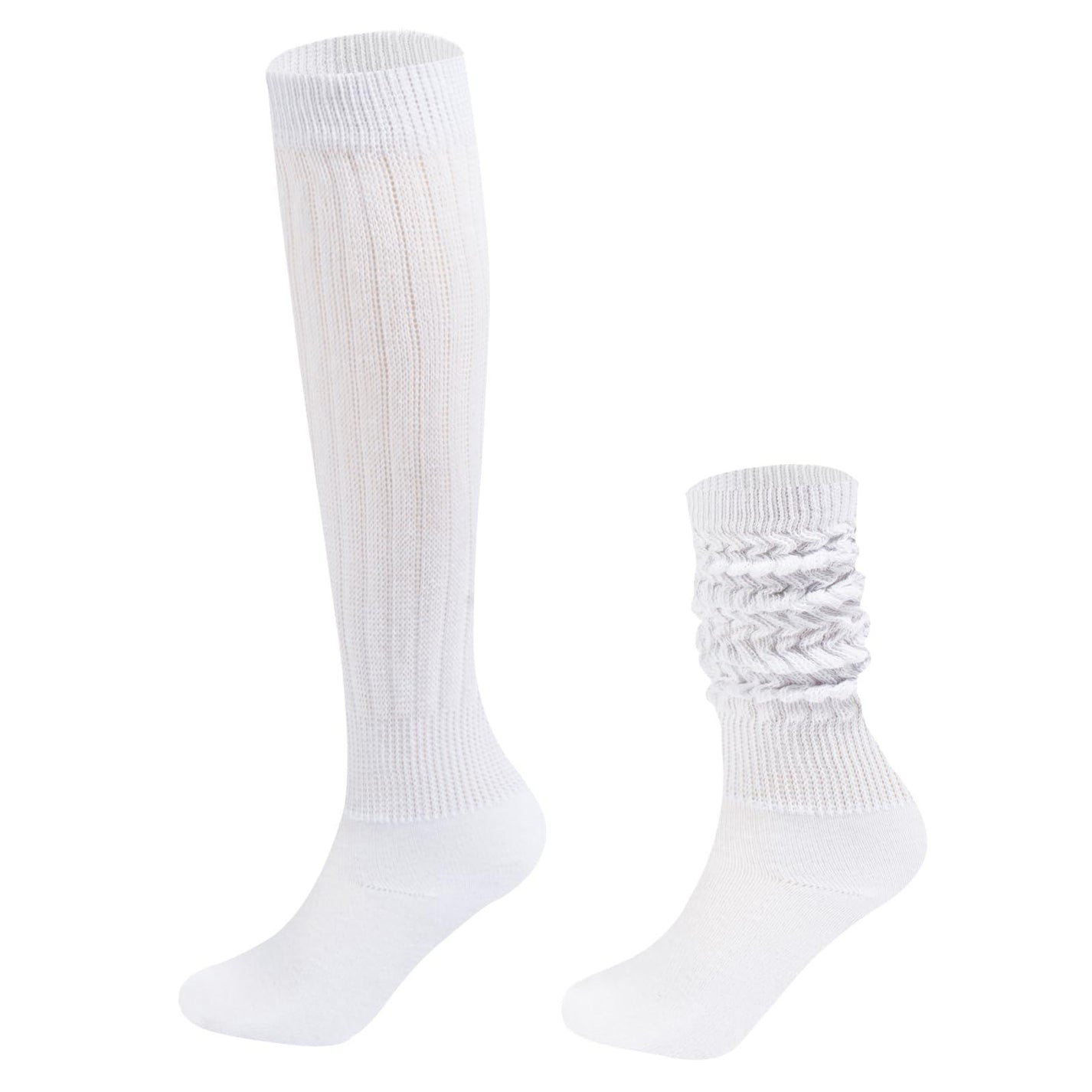 Extra Long Cotton Knit Knee High Socks White | Moon Wood