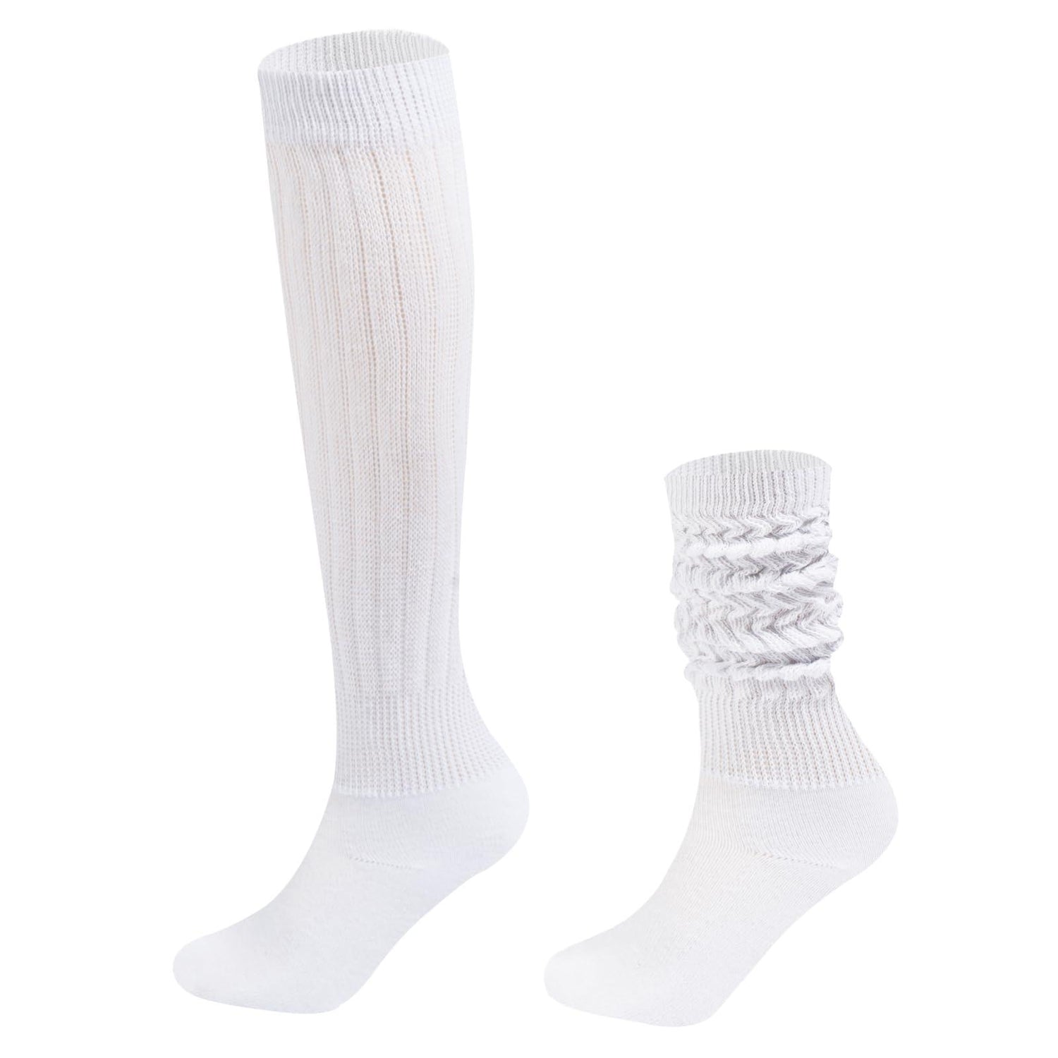 Extra Long Cotton Knit Knee High Socks White | Moon Wood