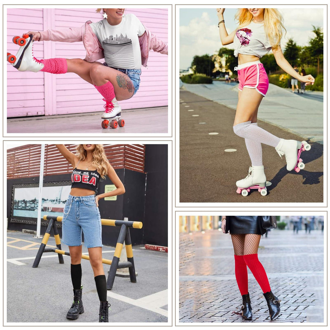 Extra Long Cotton Knit Knee High Socks White | Moon Wood