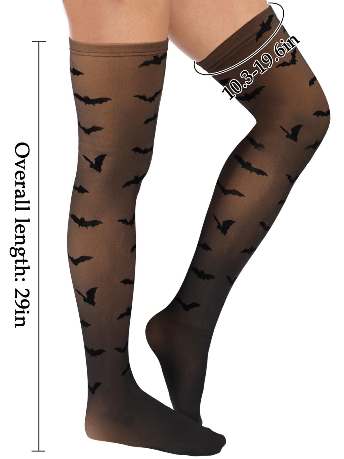 Fleece Lined Thigh High Socks Translucent - Bat | Moon Wood