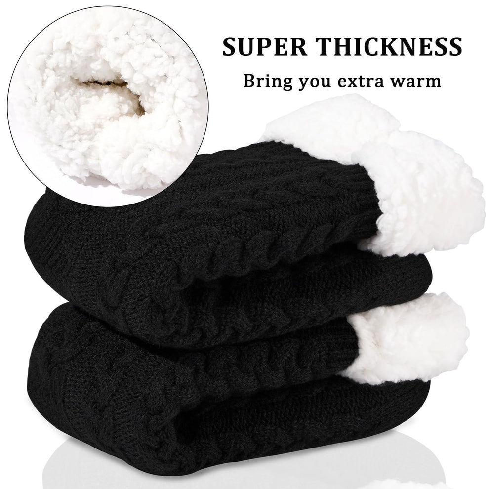 Fuzzy Non Slip Cabin Socks - Black | Moon Wood