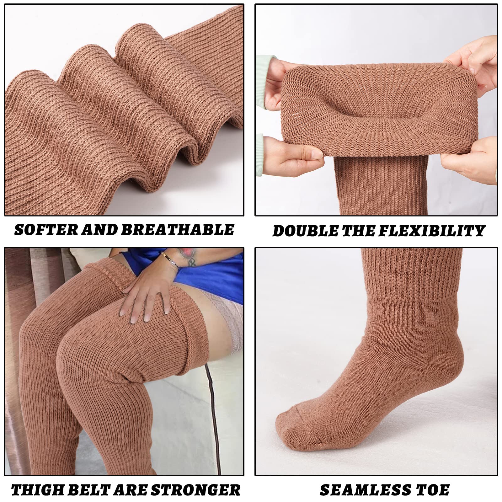 Womens Plus Size Thigh High Socks - Camel | Moon Wood