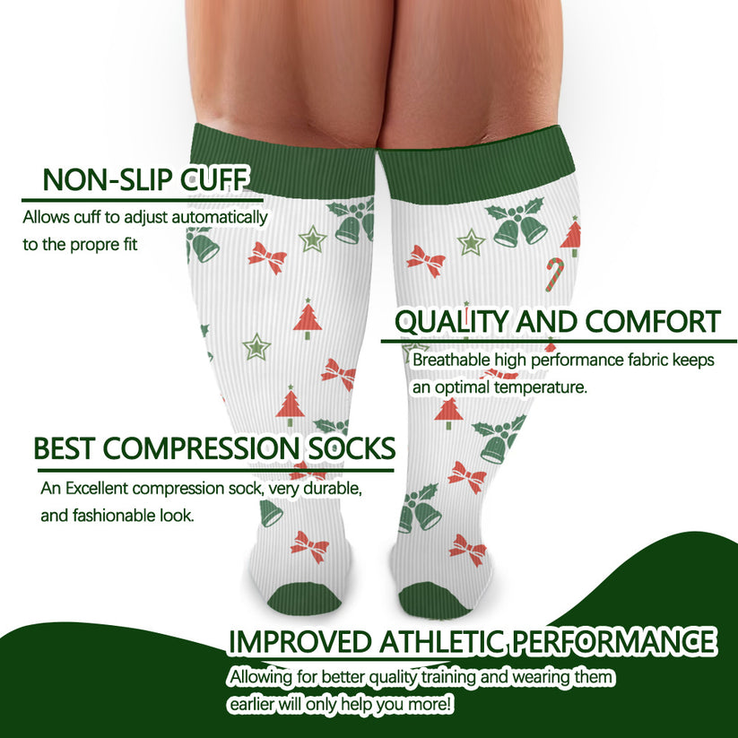Plus Size Christmas Compression Socks 3 Pairs | Moon Wood