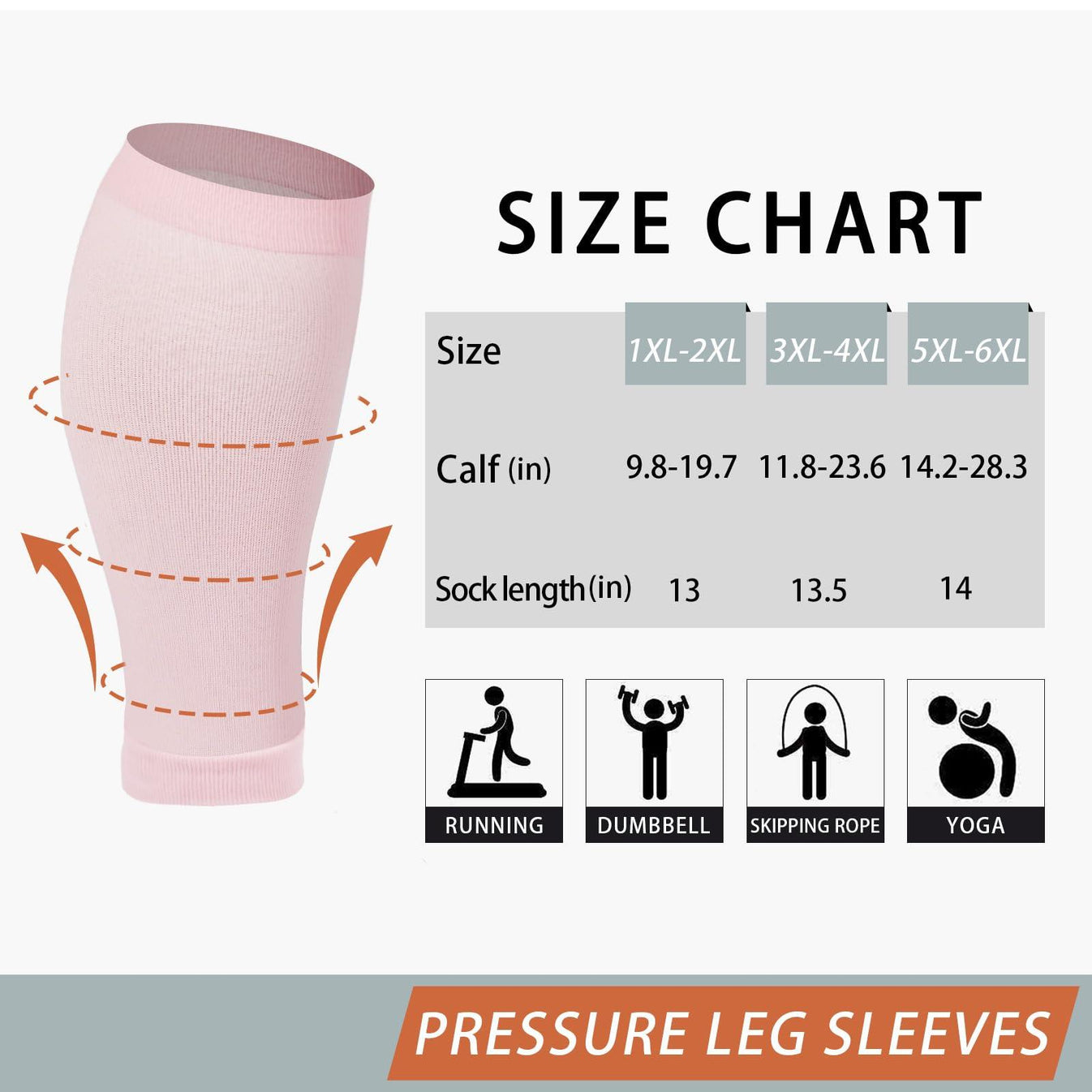 Plus Size Compression Leg Sleeves - Baby Pink | Moon Wood