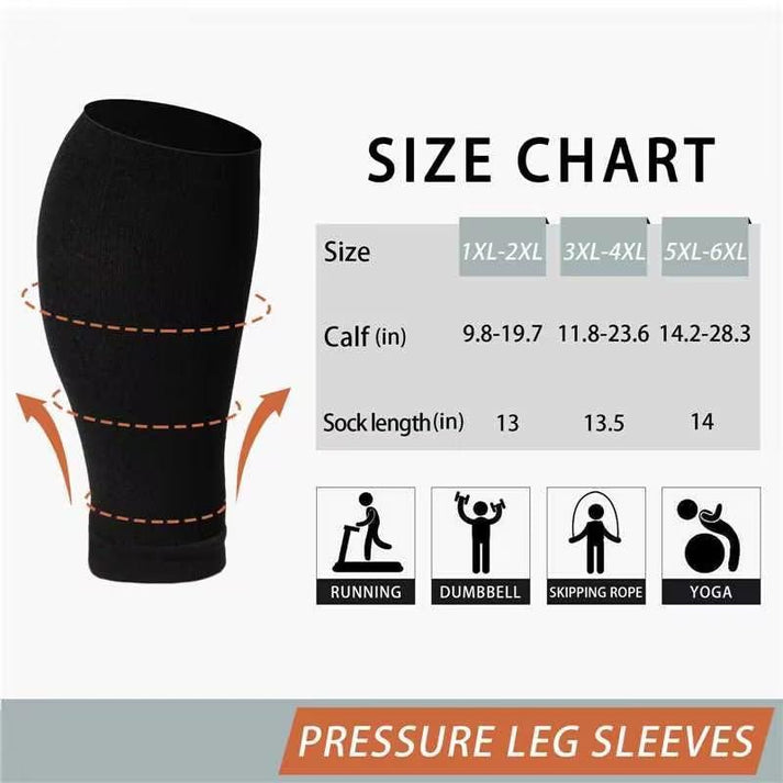 Plus Size Compression Leg Sleeves - Black | Moon Wood