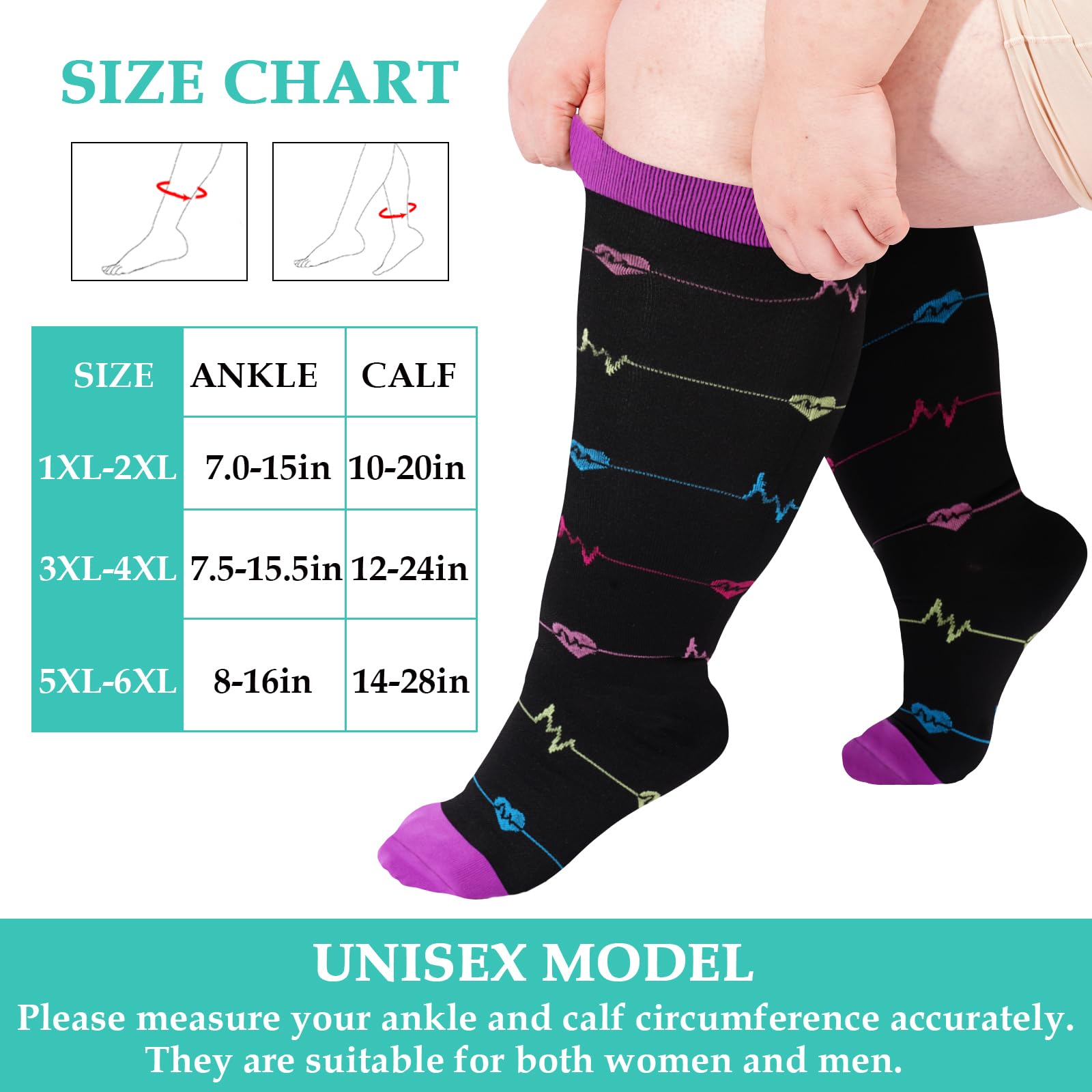 Plus Size Compression Socks for Wide Calf | Moon Wood