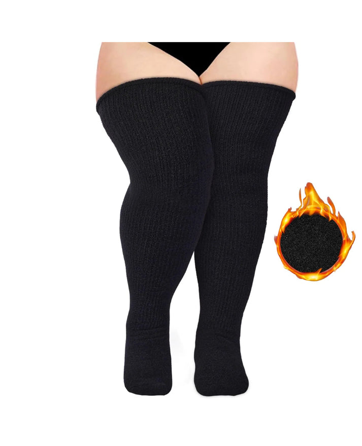 Plus Size Fuzzy Thigh High Socks| Moon Wood