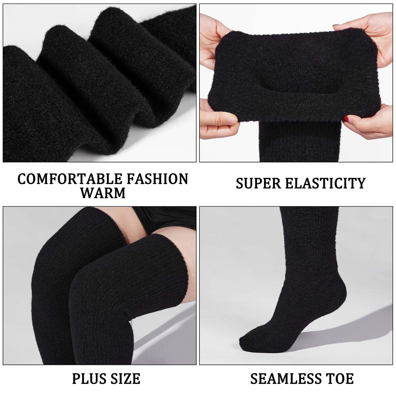 Plus Size Fuzzy Thigh High Socks| Moon Wood