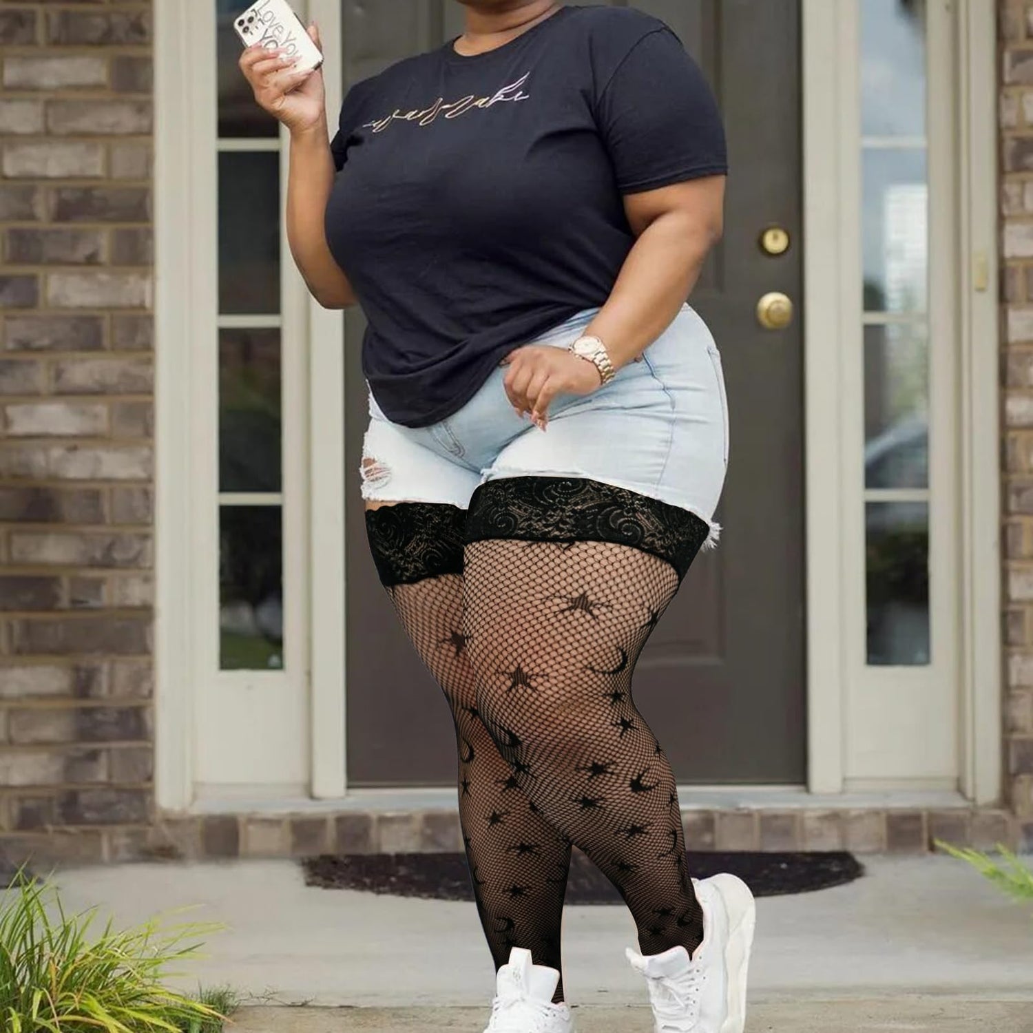 Plus Size Thigh High Stockings - Moon Wood