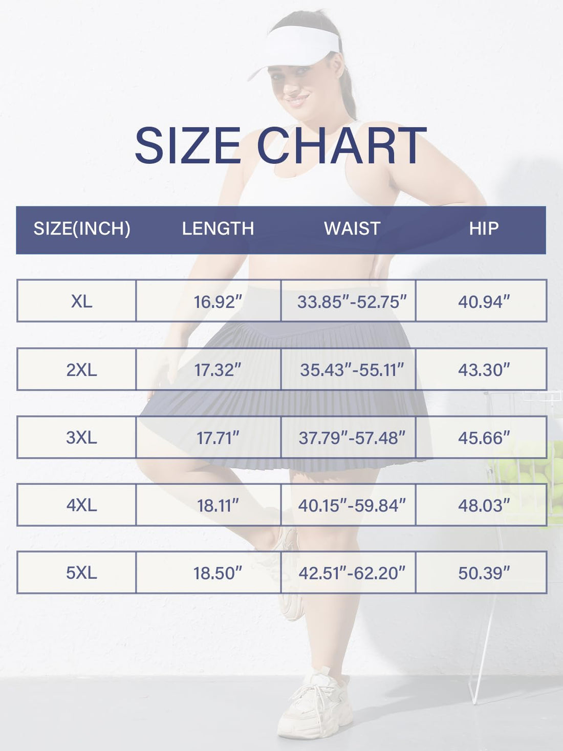 Plus Size Pleated Tennis Skirt with Shorts - Navy | Moon Wood