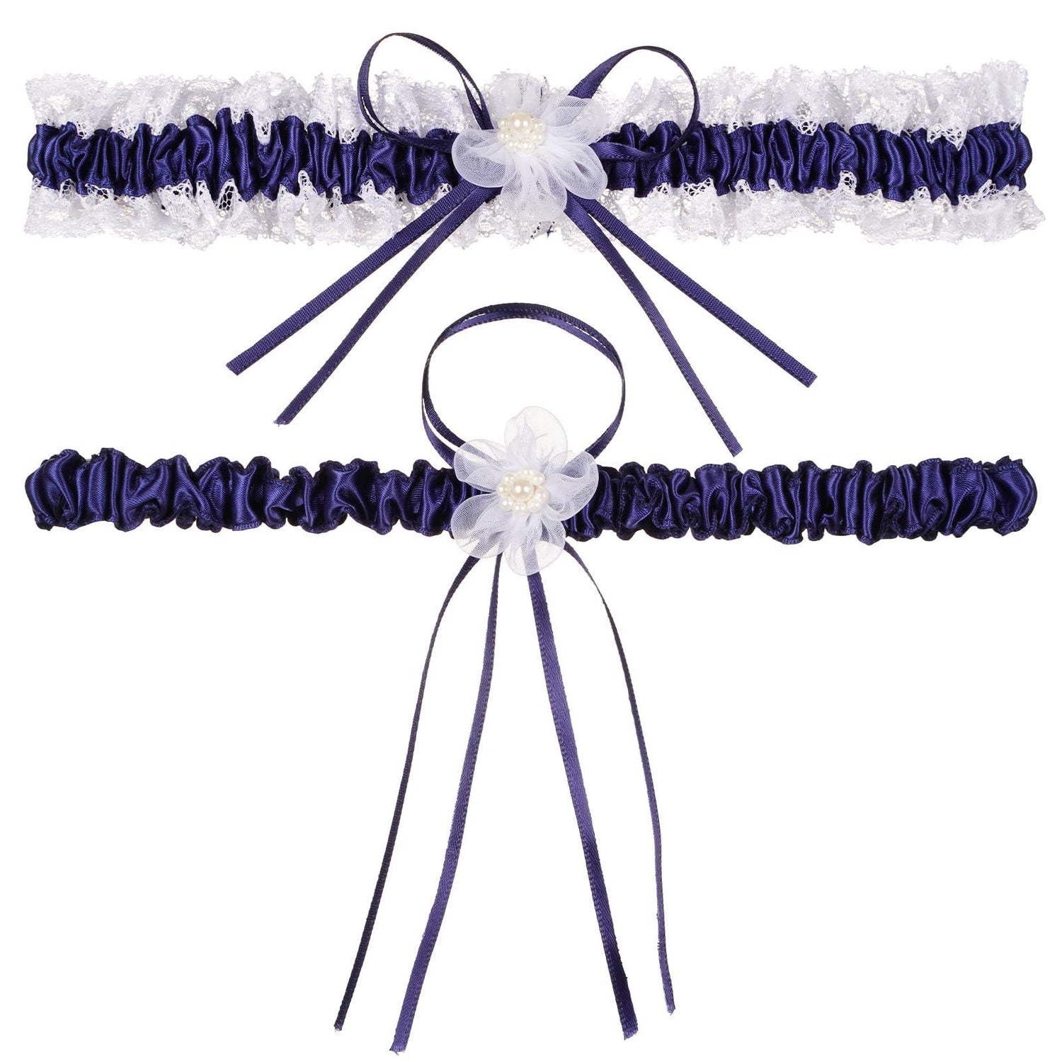 Plus Size Wedding Garters with Elastic Band Blue | Moon Wood