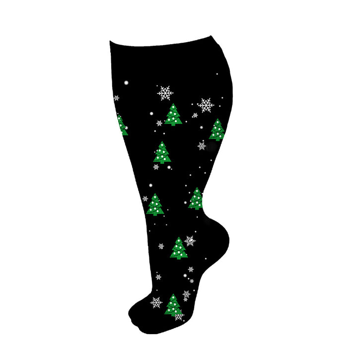 Plus Size Wide Calf Christmas Compression Socks | Moon Wood