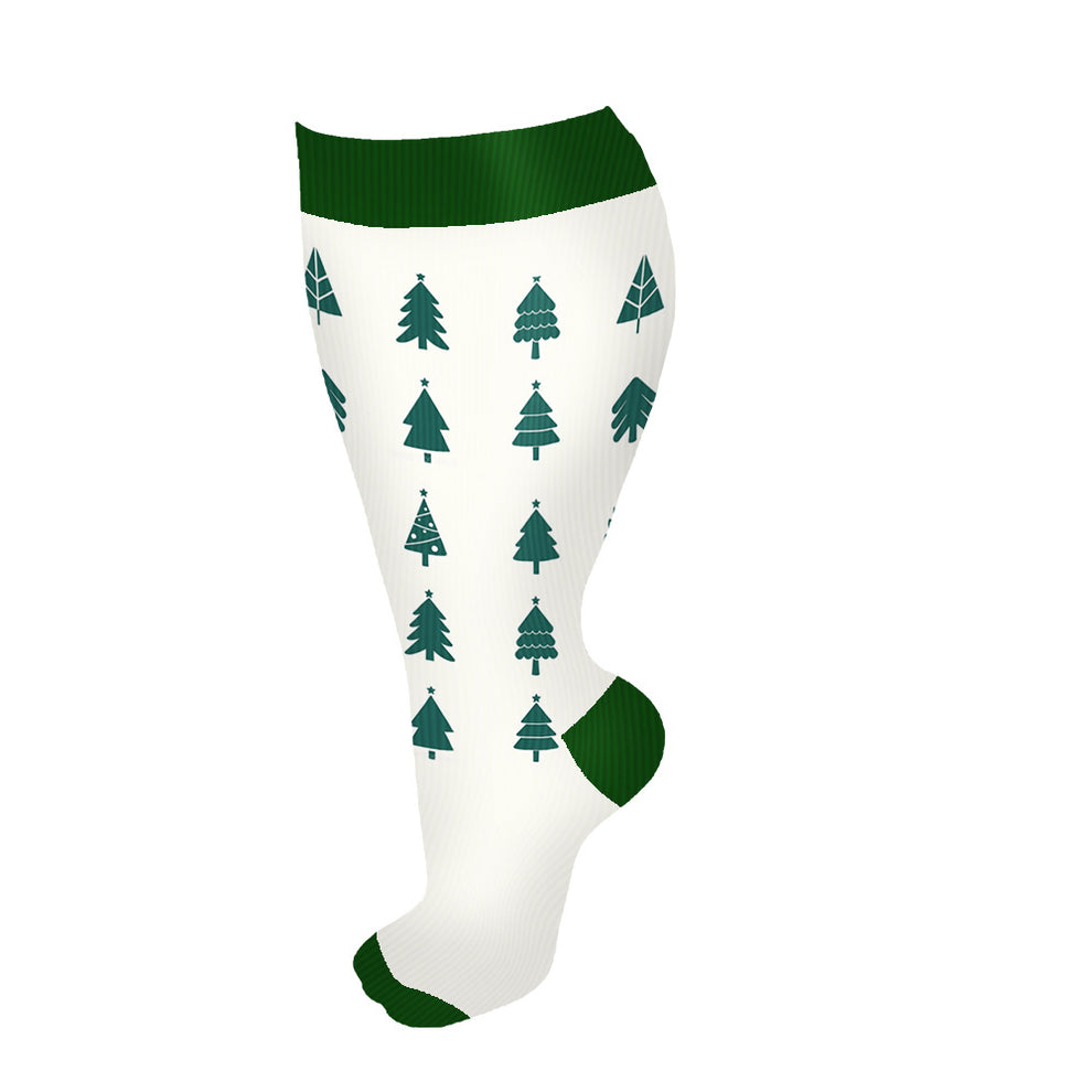 Plus Size Wide Calf Christmas Compression Socks | Moon Wood