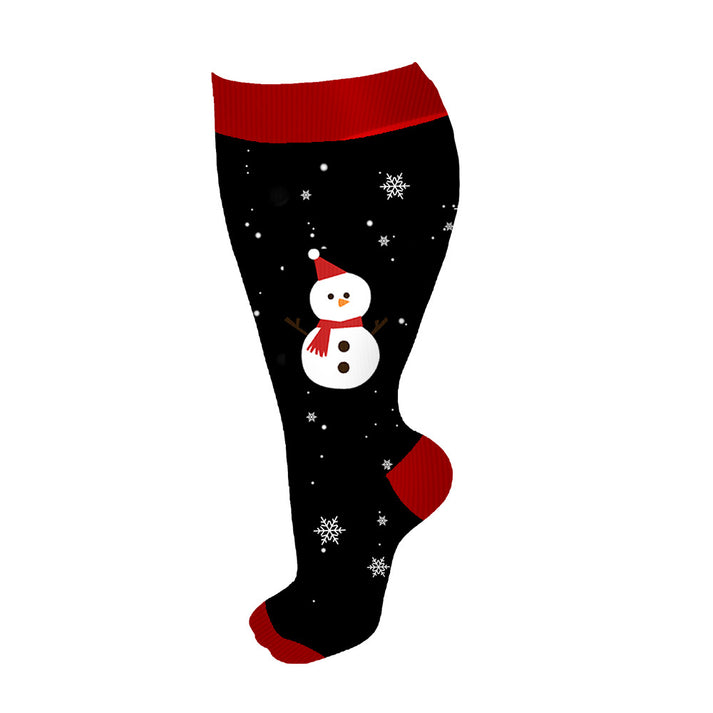 Plus Size Wide Calf Christmas Compression Socks | Moon Wood