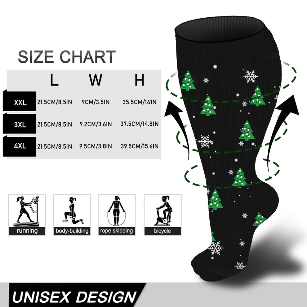 Plus Size Wide Calf Christmas Compression Socks | Moon Wood