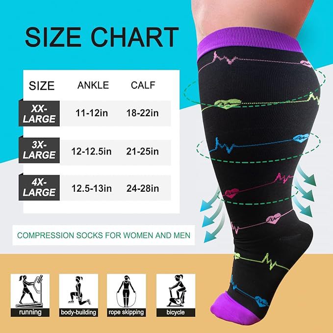 Plus Size Wide Calf Compression Socks Gradient Color | Moon Wood
