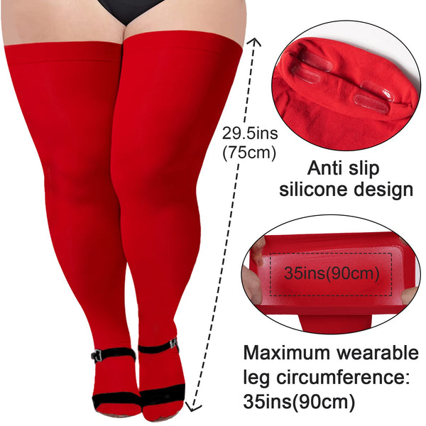 3 Pairs Plus Size Opaque Thigh High Socks | Moon Wood