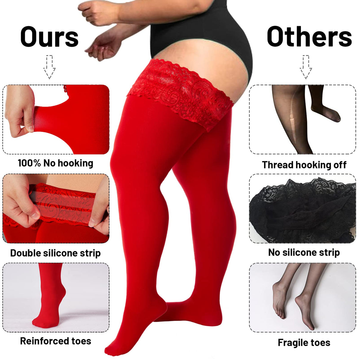 55D Semi Sheer Silicone Lace Stay Up Thigh Highs | Moon Wood