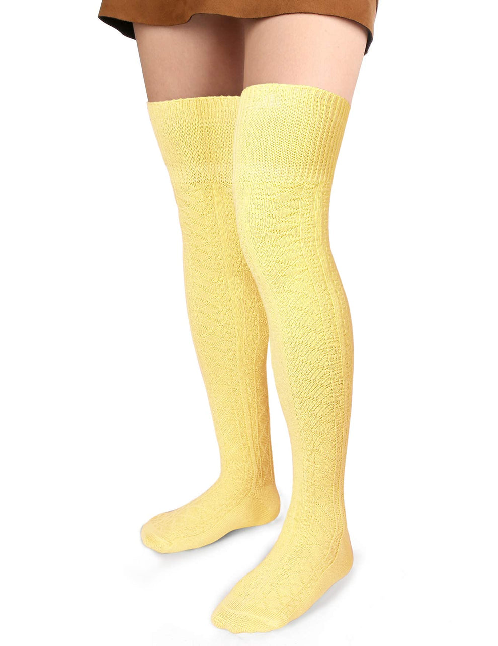 Thigh High Socks Boot Sock Women-Cream Yellow丨Moon Wood