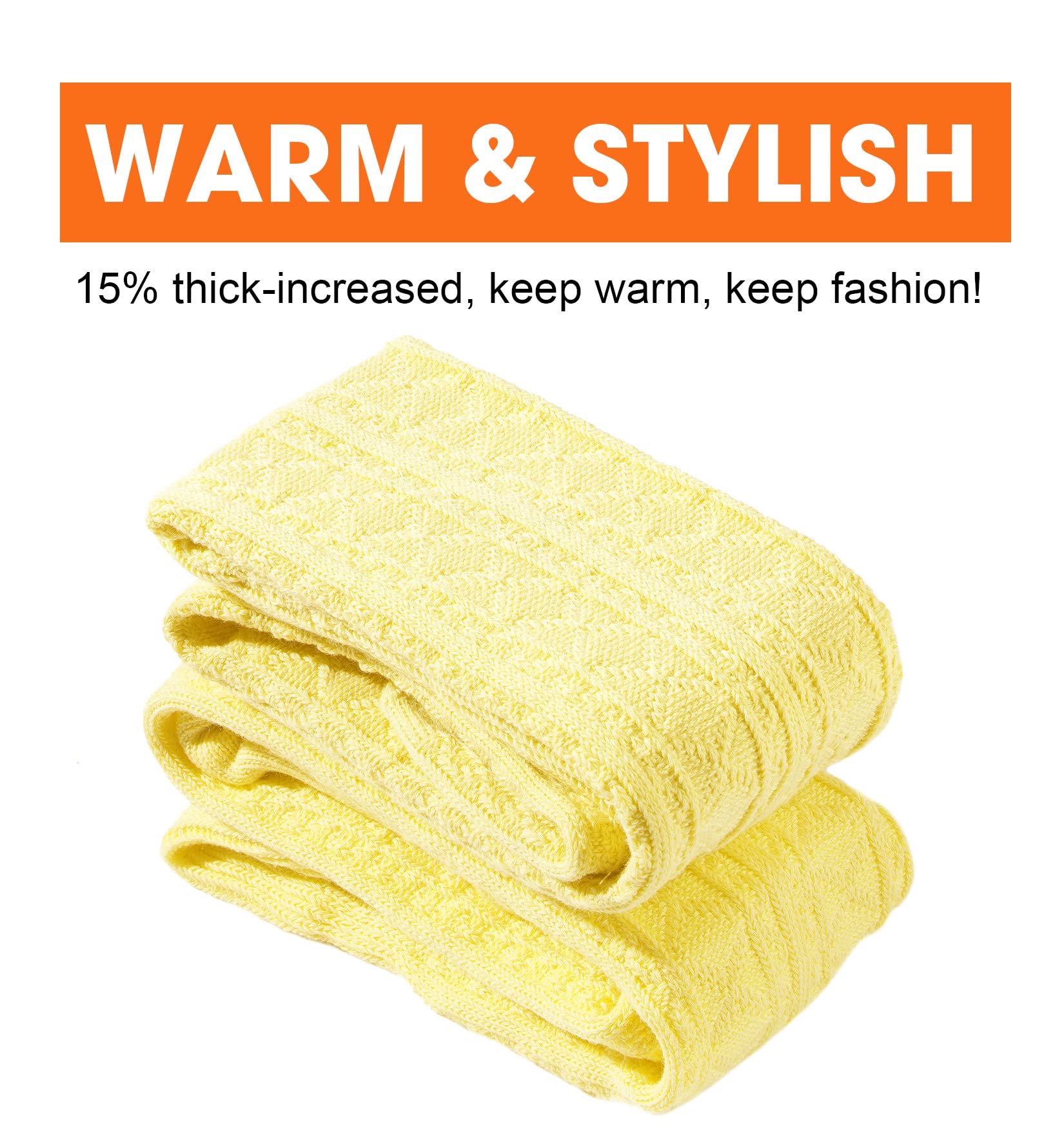 Thigh High Socks Boot Sock Women-Cream Yellow丨Moon Wood