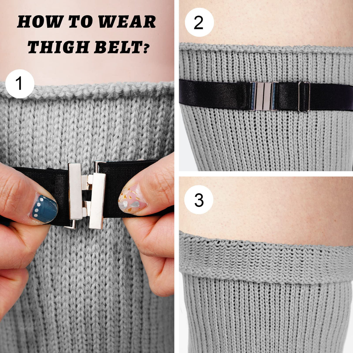 Womens Plus Size Thigh High Socks-Grey丨Moon Wood