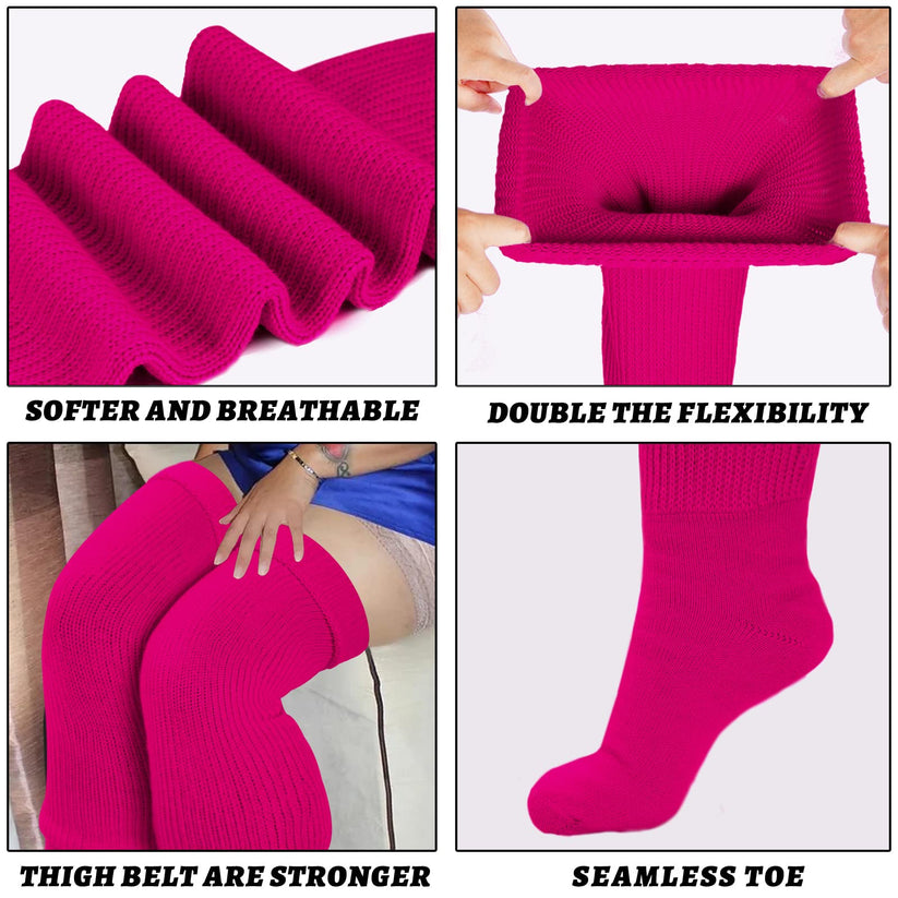 Womens Plus Size Thigh High Socks-Red Plum丨Moon Wood