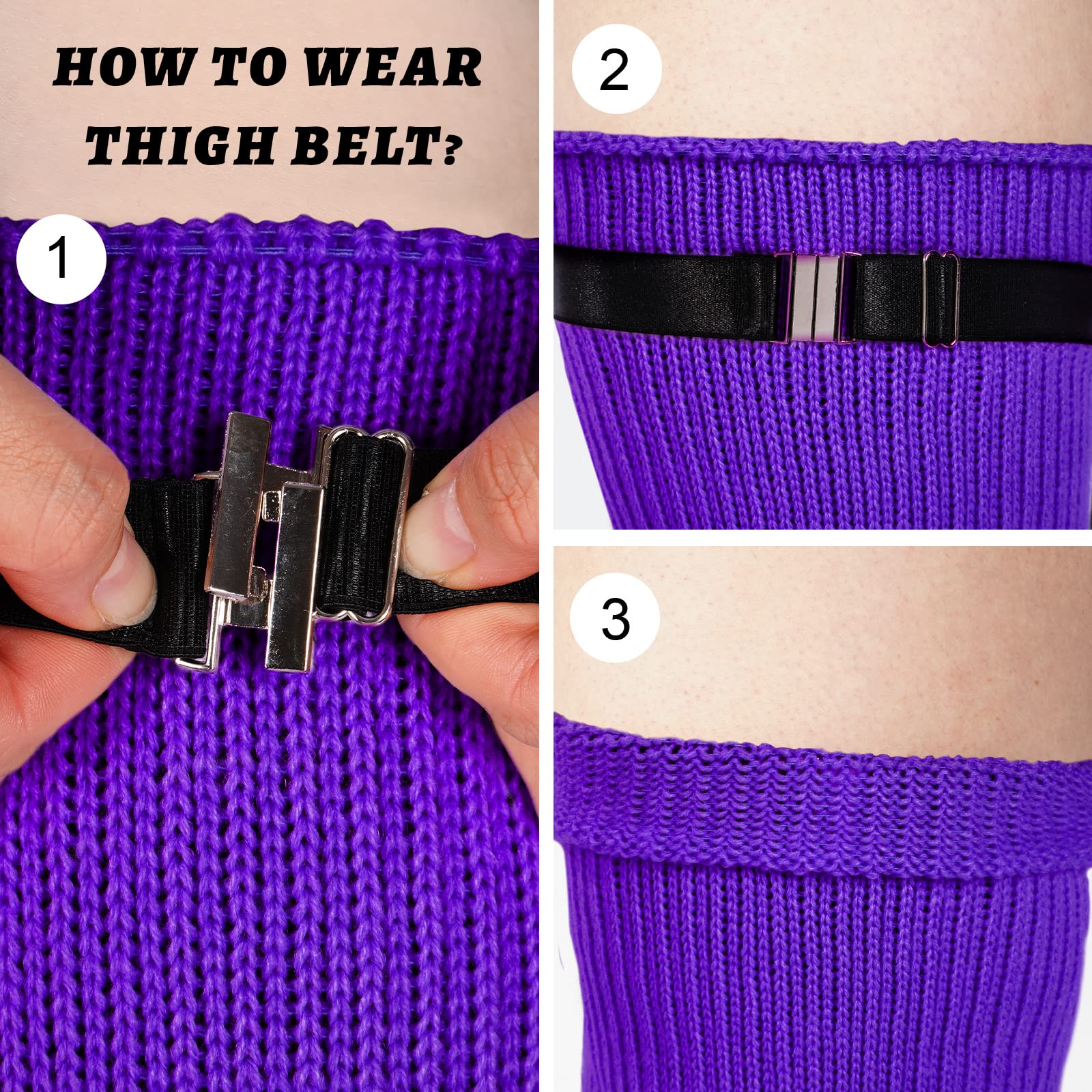 Womens Plus Size Thigh High Socks-Violet Purple丨Moon Wood